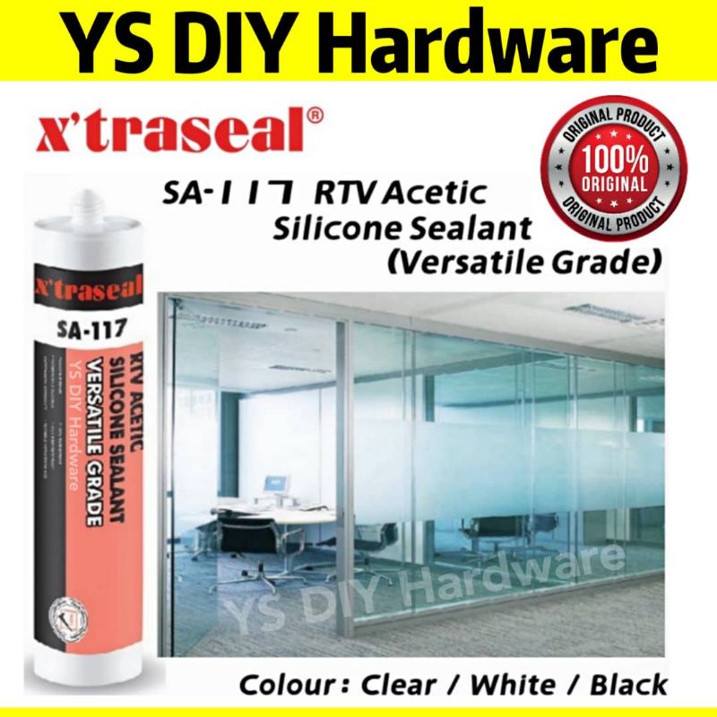 Xtraseal SA-117 300ML All Purpose RTV Acetic Silicone Sealant (Clear /White /Black) | Shopee ...