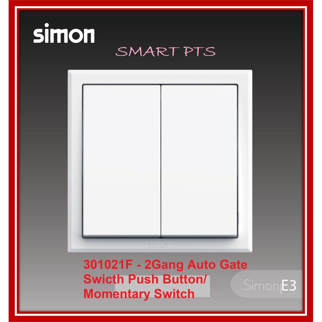SIMON E3 WHITE Color -Suis 2Gang Auto Gate Push Button / Momentary ...