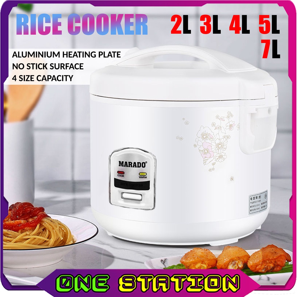 RICE COOKER Periuk Nasi Steamer Non-stick Electric Rice Cooker Free Rice Spoon 2L/3L/4L/5L/7L ...