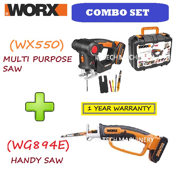 WORX COMBO SET WX550 MULTI PURPOSE SAW+ WG894E 20V MAX LI-ION HANDY SAW ...