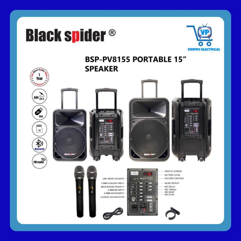 Black Spider BSP-PV8155 Portable 15" Speaker | Shopee Malaysia