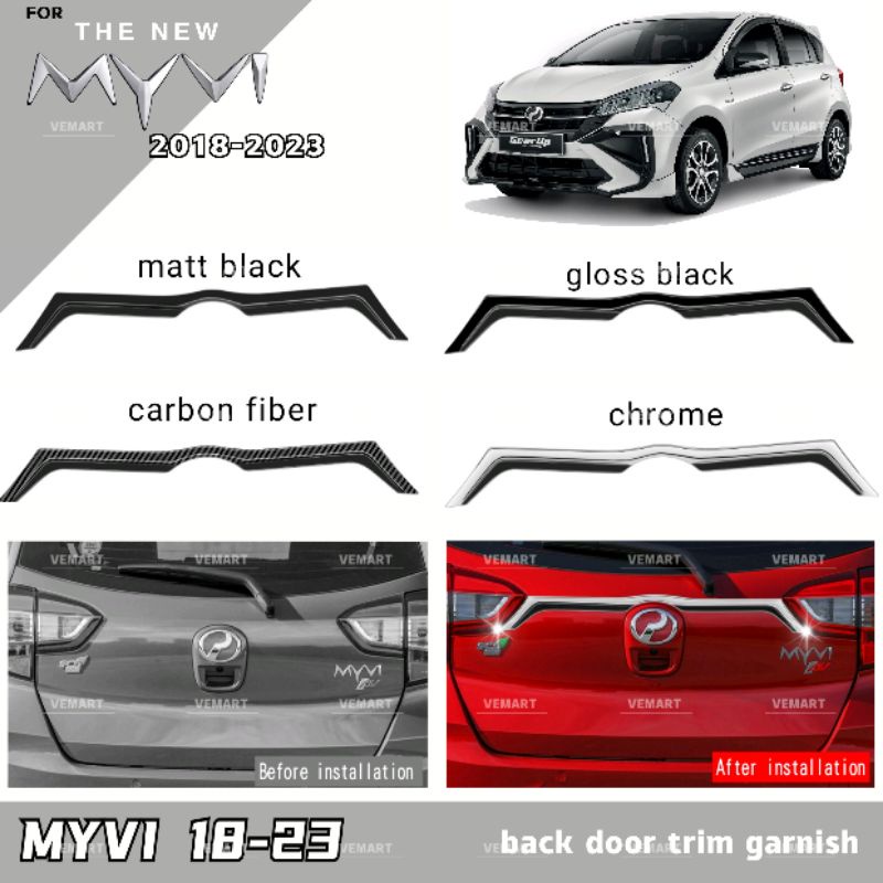 Vemart Perodua myvi gen3 g3 2018-2022 car back door trim garnish ...