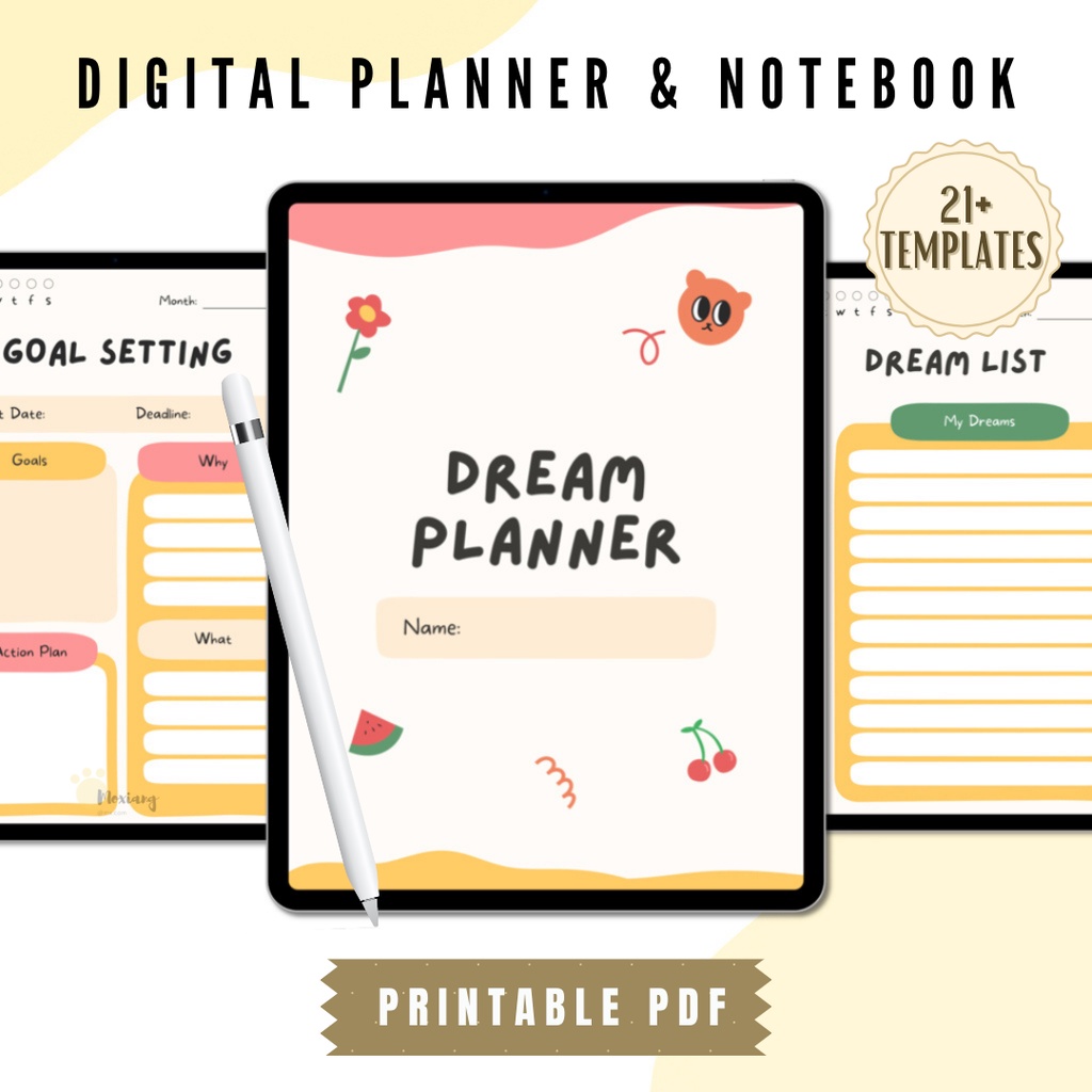 2022 Digital Planner Dream Goals Daily Weekly Planner Tracker Printable ...