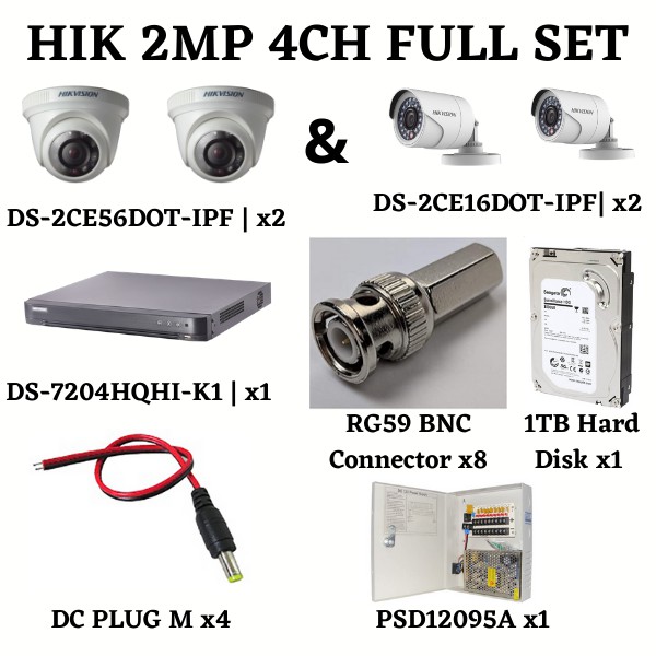 HIKVISION 4-Channel 2MP Surveillance CCTV Complete Package Support ...