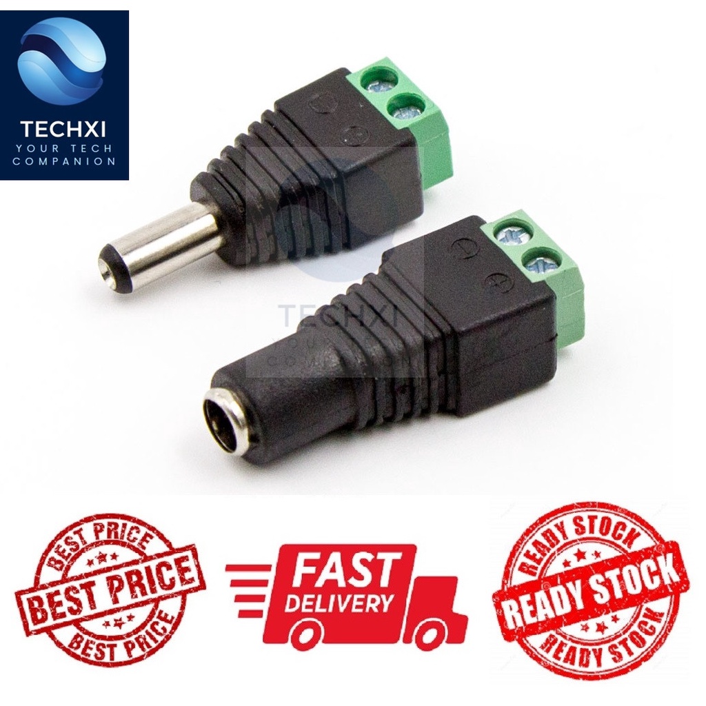 DC Power Jack Adapter Connector Screw Type 12V 5.5mm x 2.1mm for CCTV ...