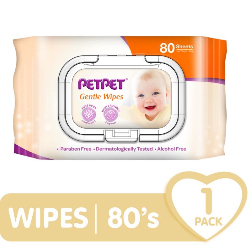 PetPet Baby Wipes 80's x 1 Pack | Shopee Malaysia