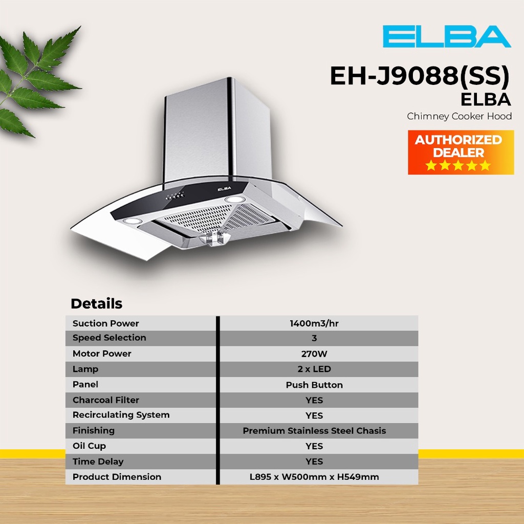 ELBA Cooker Hood Kitchen Hood EH-J9088 SS + EGH-8592G Cooker Hob Dapur Gas Kitchen Appliances ...