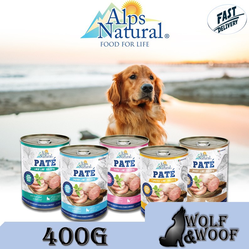 Alps Natural Pate Dog Can Wet Food 400G - (Pork, Turkey, Lamb, Salmon ...