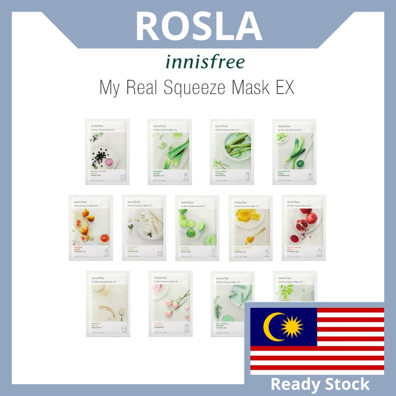[ ROSLA ] Ready Stock INNISFREE My Real Squeeze Mask EX Pack ( EX Version) | Shopee Malaysia