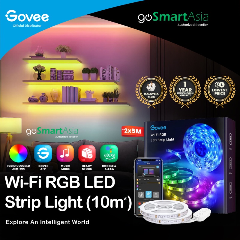 goSmart Asia Govee 10meter RGB LED Strip Lights 32.8ft(2 x 5M) LED ...