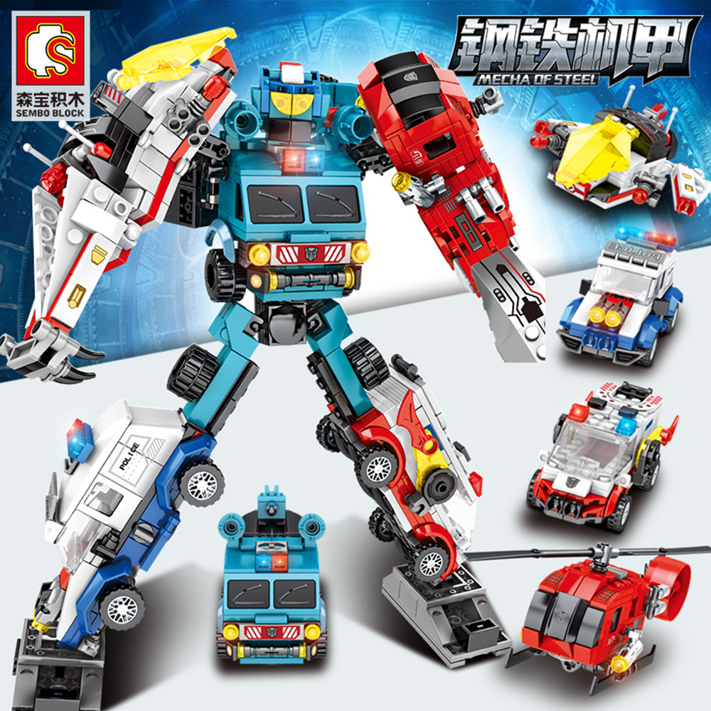 Sembo Block Mecha of Steel 103249 Robot Transform Vehicle Police ...