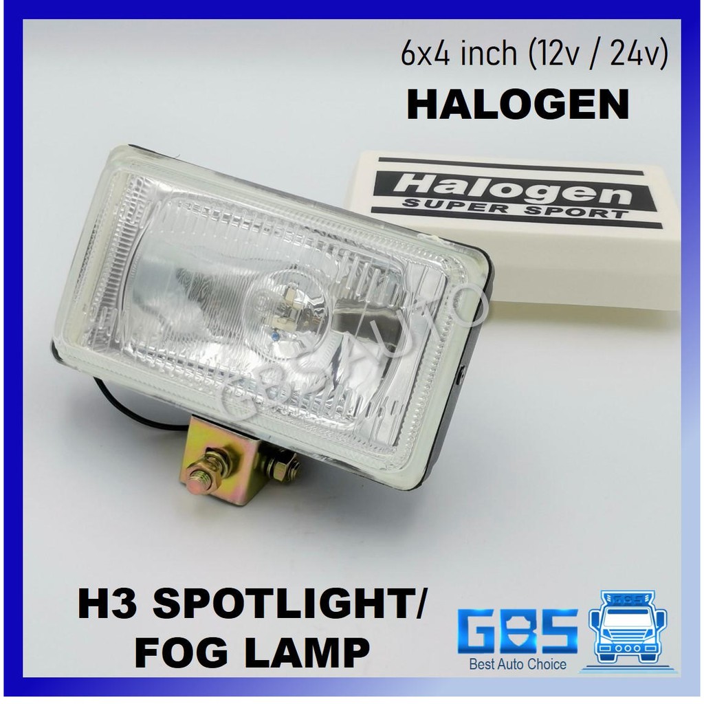 GBS Truck/Lori Halogen Spotlight 12V 24V White/Yellow 6inch Rectangle ...