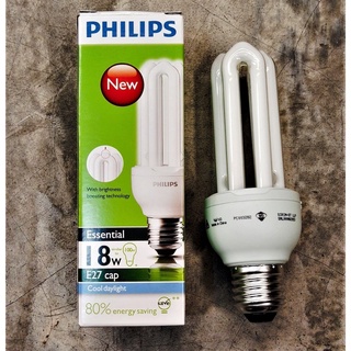 Philips 18W Bulb Energy Saving Essential 3U PLCE Tube E27 Cool Daylight ...