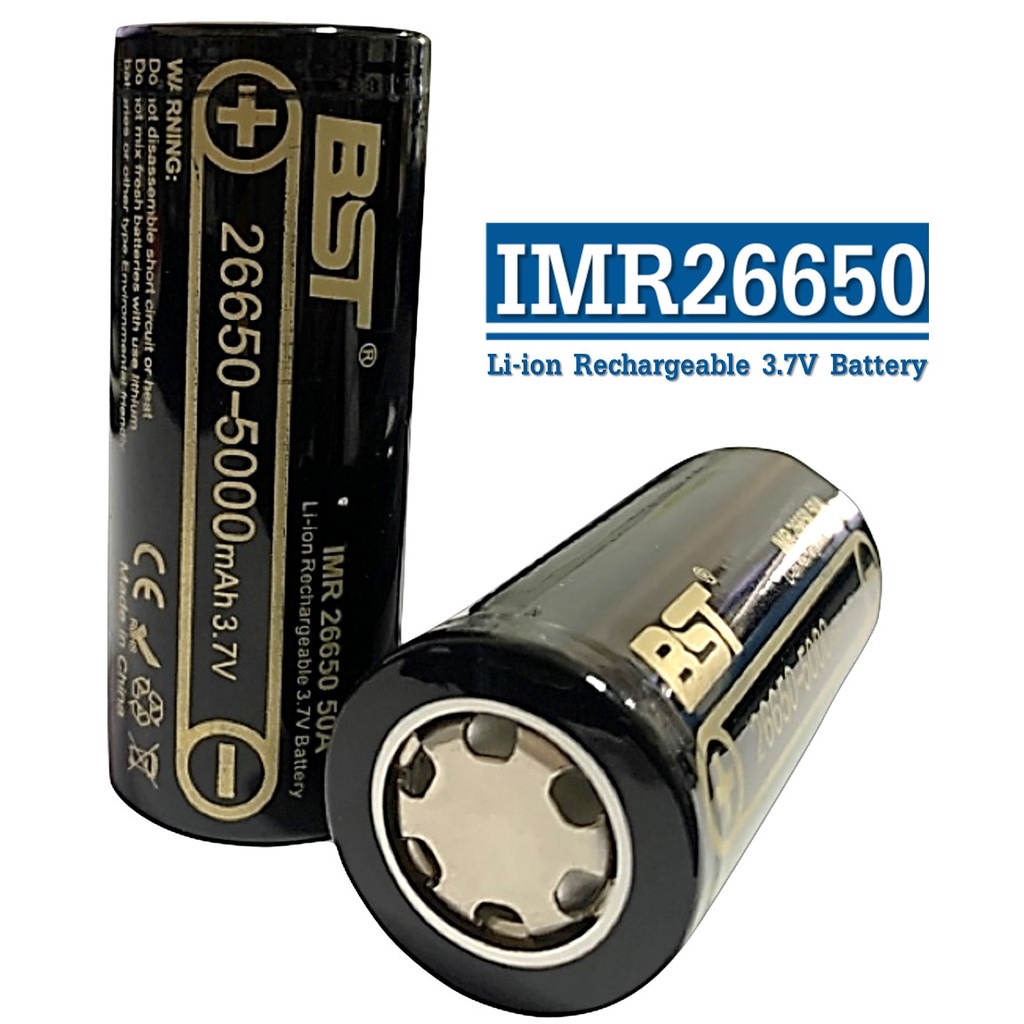 ORIGINAL BST 26650 Battery 5000mAh 50A High Drain Rechargeable ...