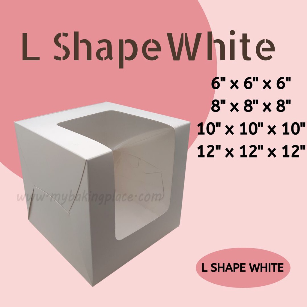L Shape Cake Box White Storage Box Kotak Kek Murah cake Box with Window ...