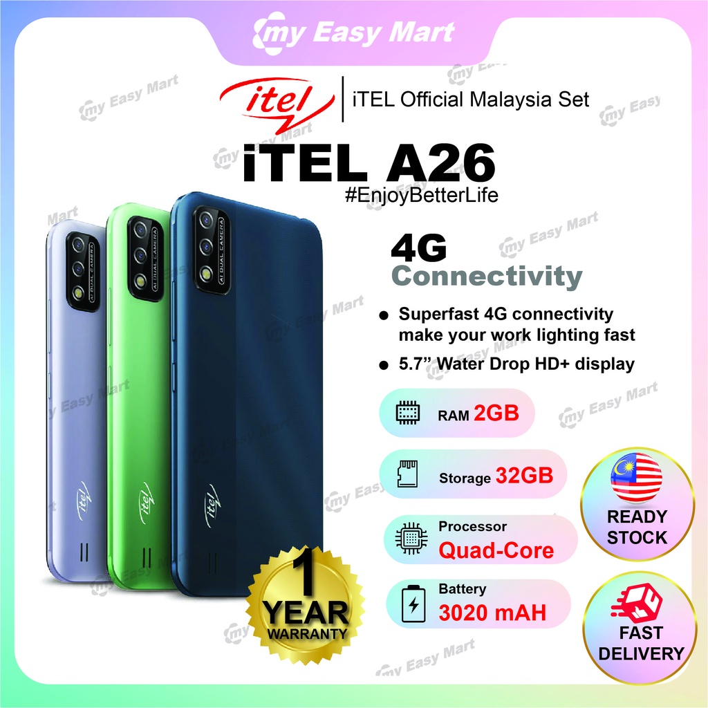 ITEL A26 Smartphone Android Phone (2GB+32GB) 1520P | 5.7" HD+ Display ...