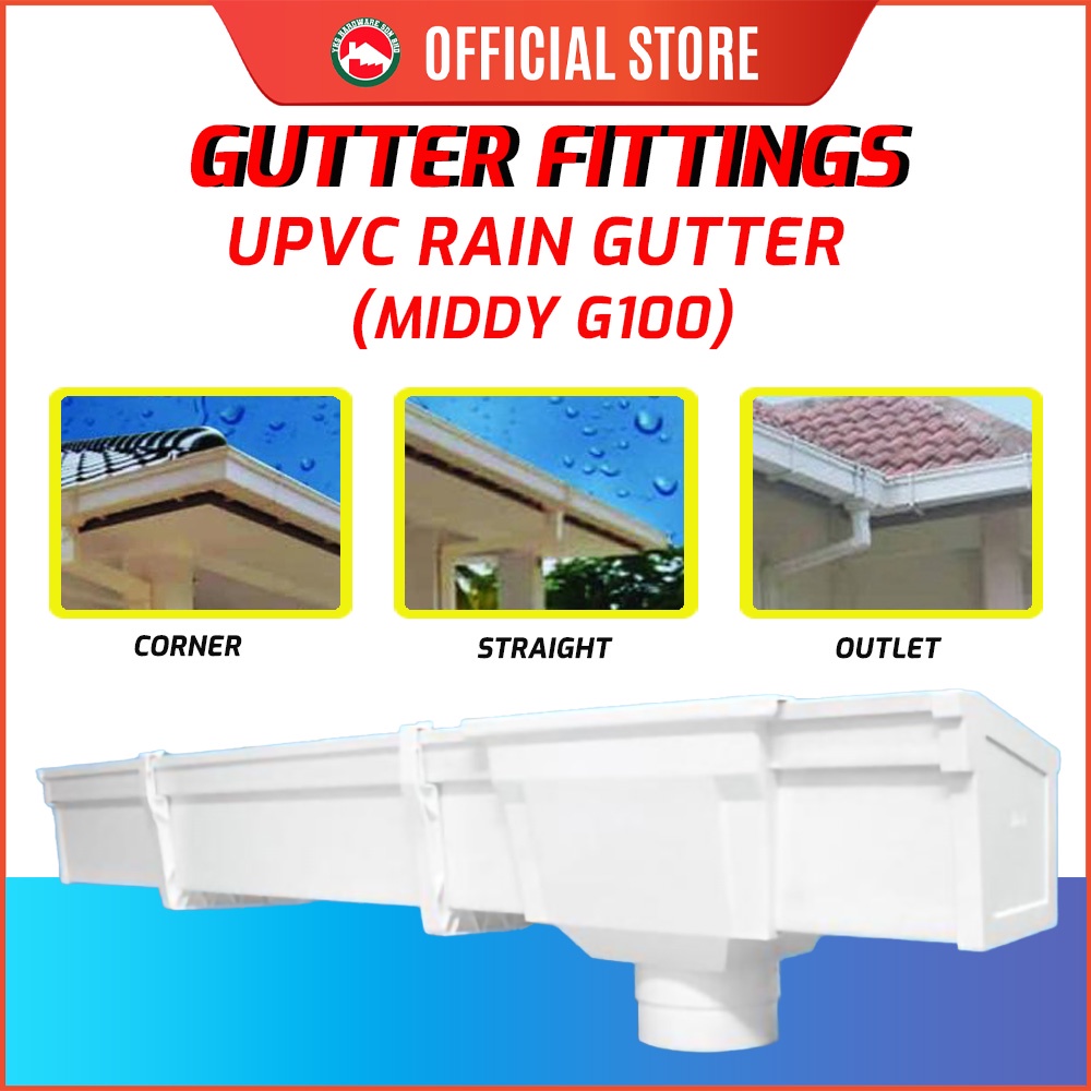 UPVC RAIN GUTTER - MIDDY G100 - RAIN WATER DRAIN | Shopee Malaysia