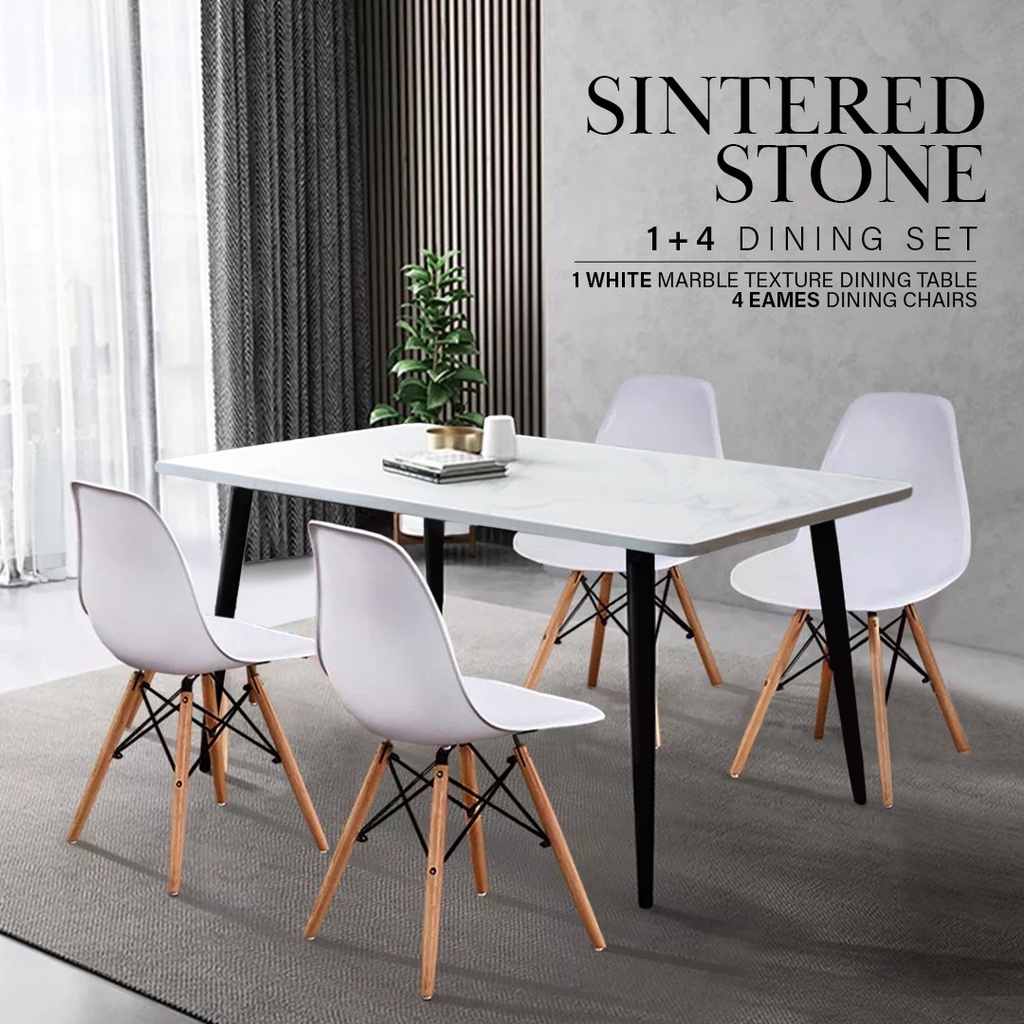 FINSSO : SINTERED STONE Marble Texture dining table set/ Meja Makan ...