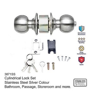 [Ready Stock] HOSO Cylindrical Door Lock Round Ball Door Knob Set Pintu ...