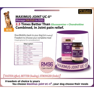 PETdiatric Maximus Joint UCII 40mg 90 Tablets Large Breed Dose above ...