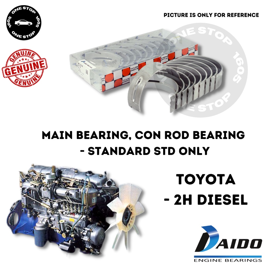 TOYOTA 2H DIESEL DAIDO JAPAN MAIN BEARING CON ROD BEARING STANDARD STD ...