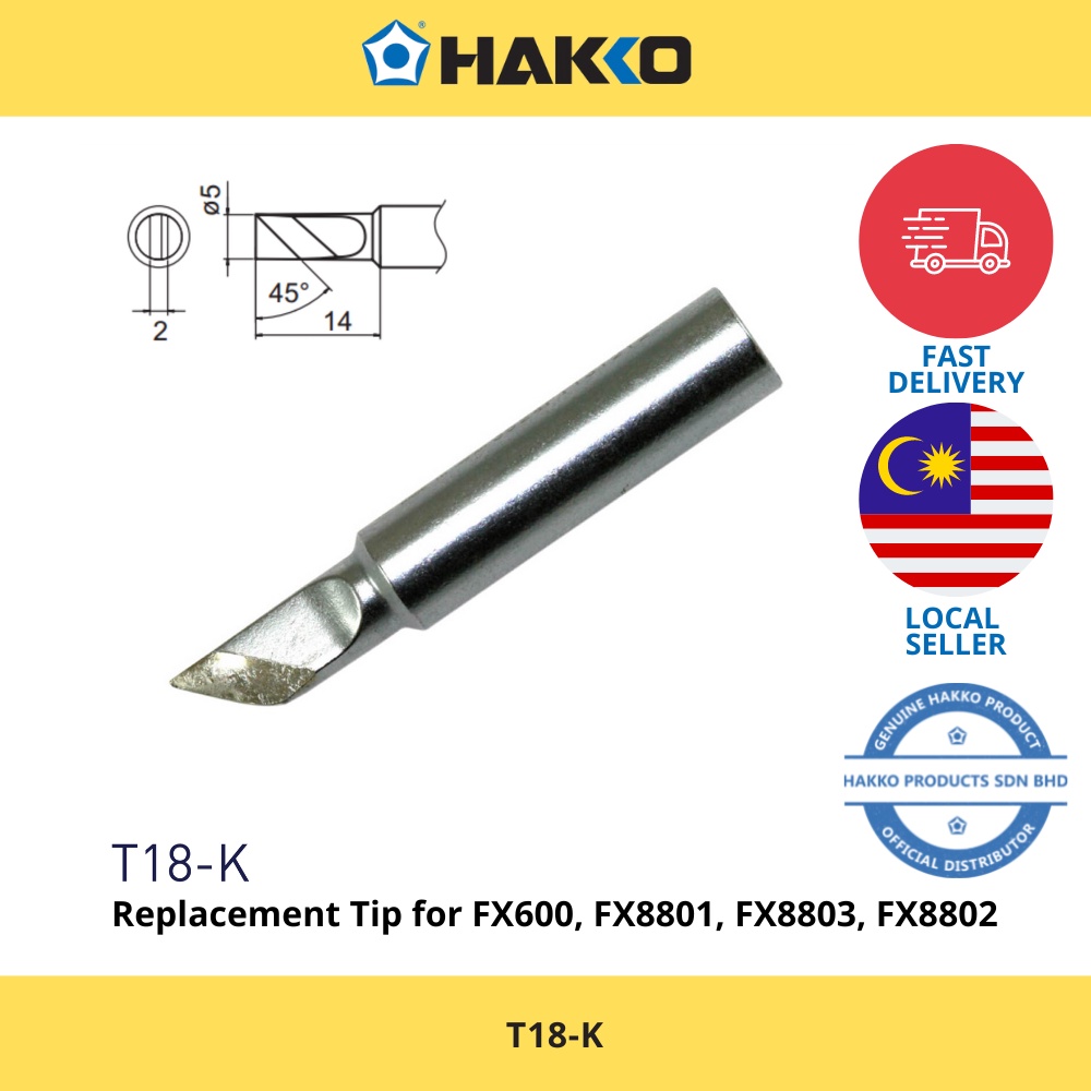 HAKKO SOLDERING TIP T18-K SHAPE-K | HAKKO PRODUCTS T18 SOLDERING STATION REPLACEMENT TIP ...