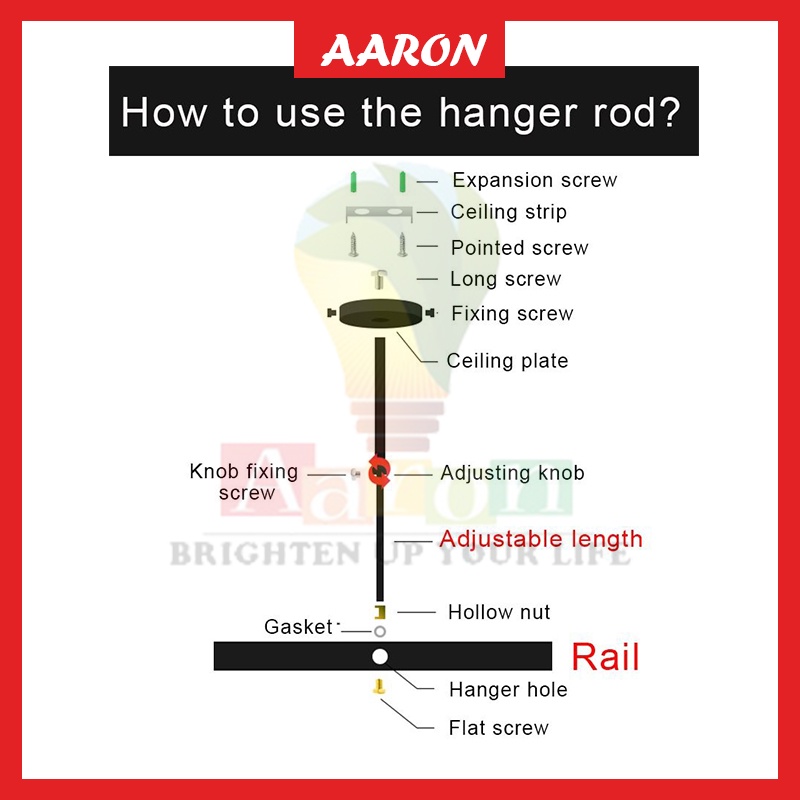 Track Light Hang Rod Adjustable Rod Extension Pole 80cm 100cm 150cm For ...