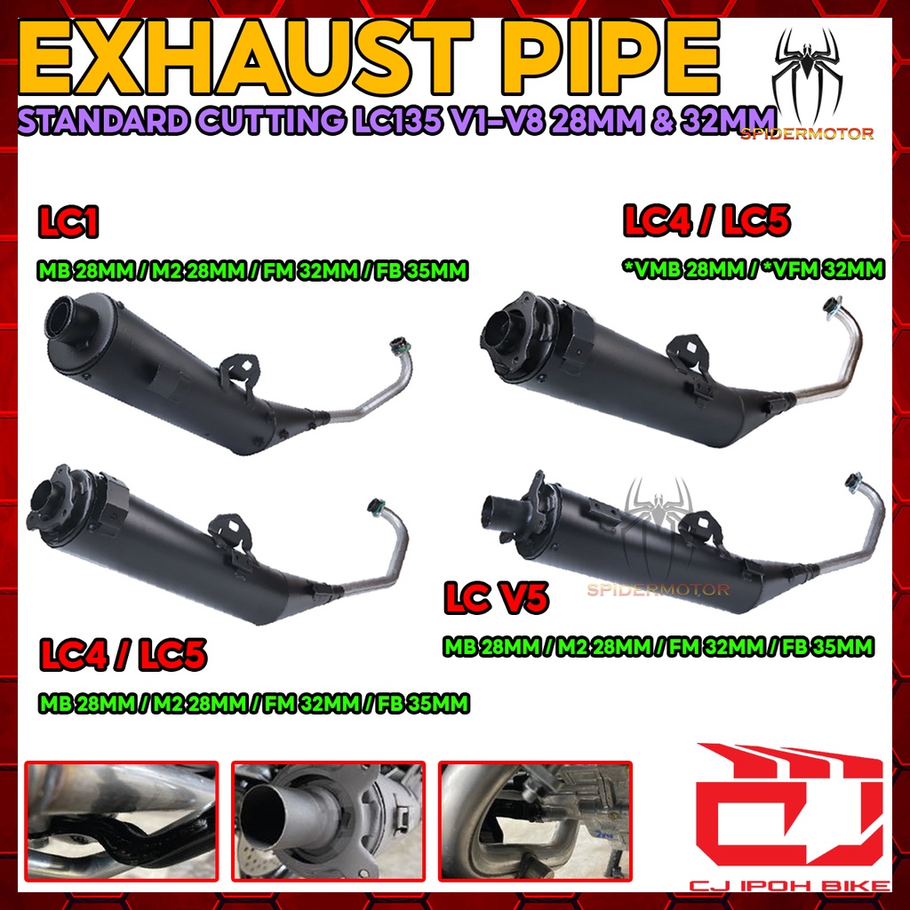 Exhaust EKZOS CJ Ipoh Yamaha LC135 V1 V2 V3 V4 V5 V6 Mb standard cutting 28mm | Shopee Malaysia