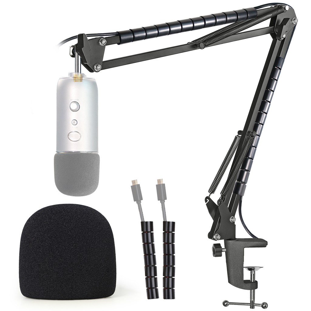 Blue Yeti Mic Stand with Foam Cover Windscreen - Microphone Boom Arm ...