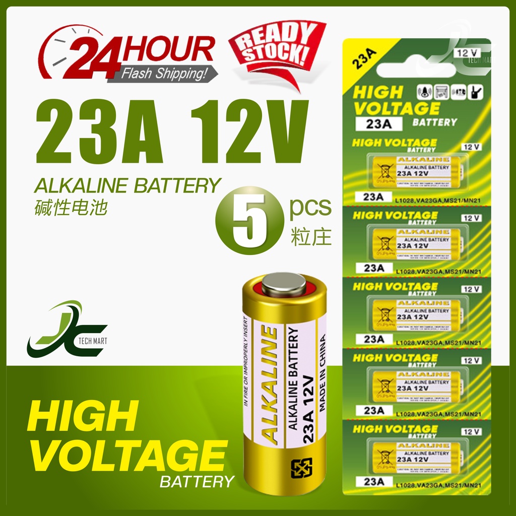 23A/27A 12V Battery High Voltage Alkaline Batteries x5pcs/card | Shopee ...