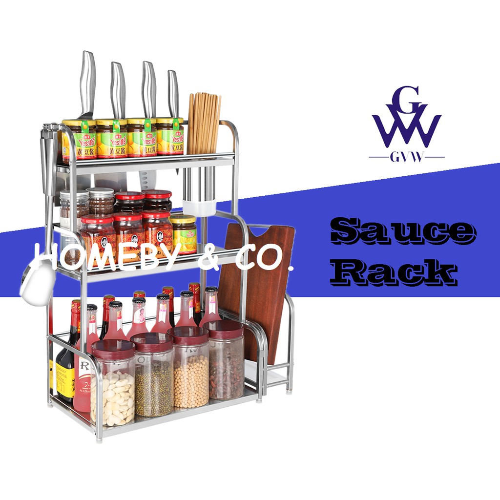 HOMEBY Stainless Steel Sauce Spice Rack Seasoning Multipurpose ...