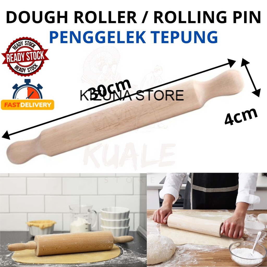 MALAYSIA STOCK- Wooden Rolling Pin Dough Roller / Kayu Penggelek Doh ...