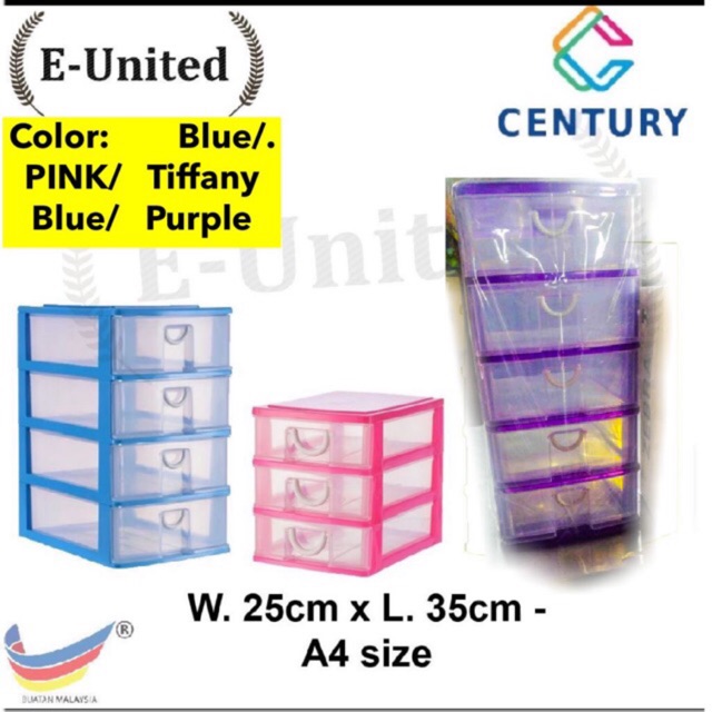 Century* 4 Tier A4 Mini Drawer / Document Storage / Stationary Storage ...