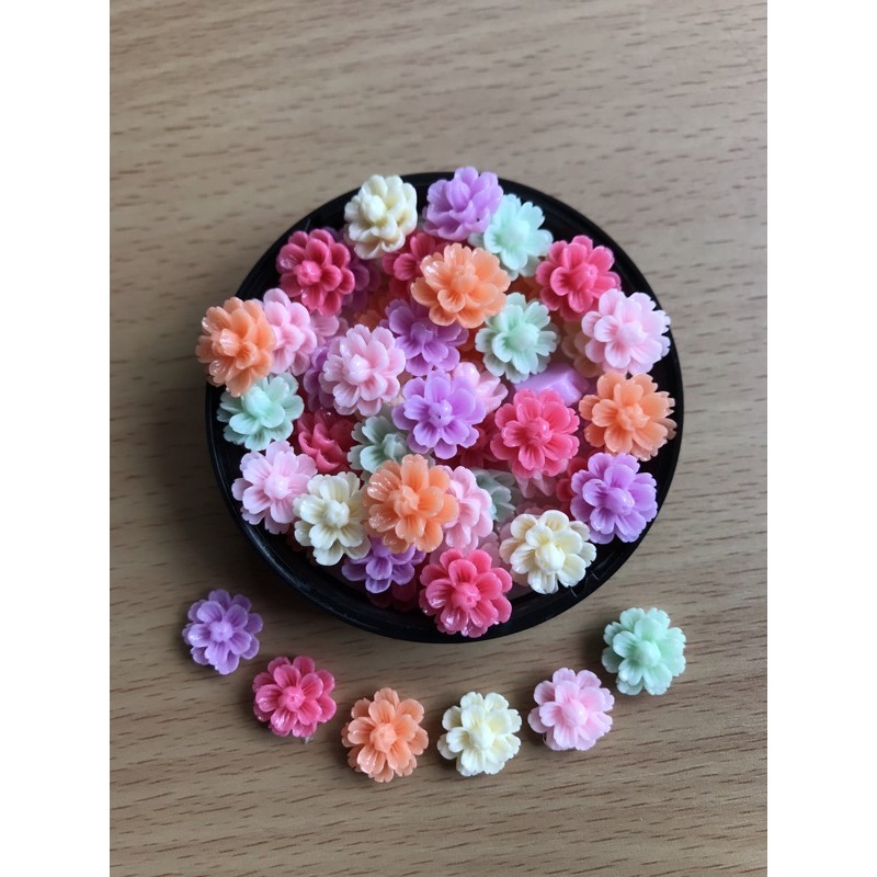 TF-008 -10 biji 10 pieces Resin Bunga (Flat Back) - 1.3 cm x 1.3 cm ...