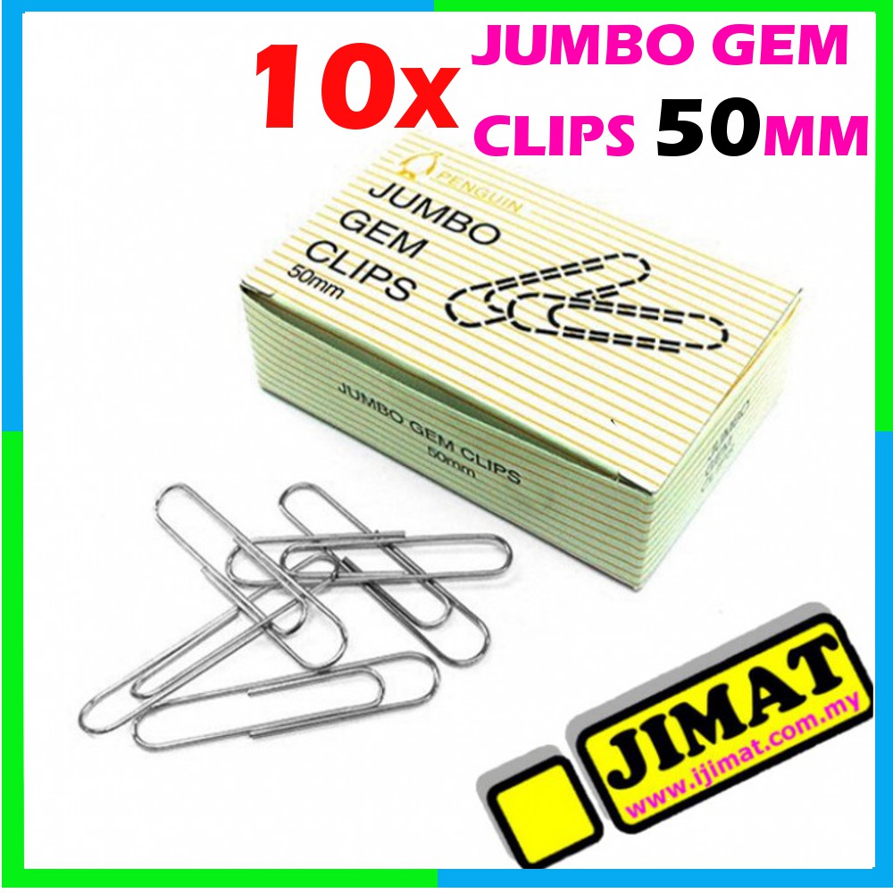 (BIG BOX-10 boxes) Penguin Jumbo Gem Paper Clip Klip Kertas Jumbo 50mm ...