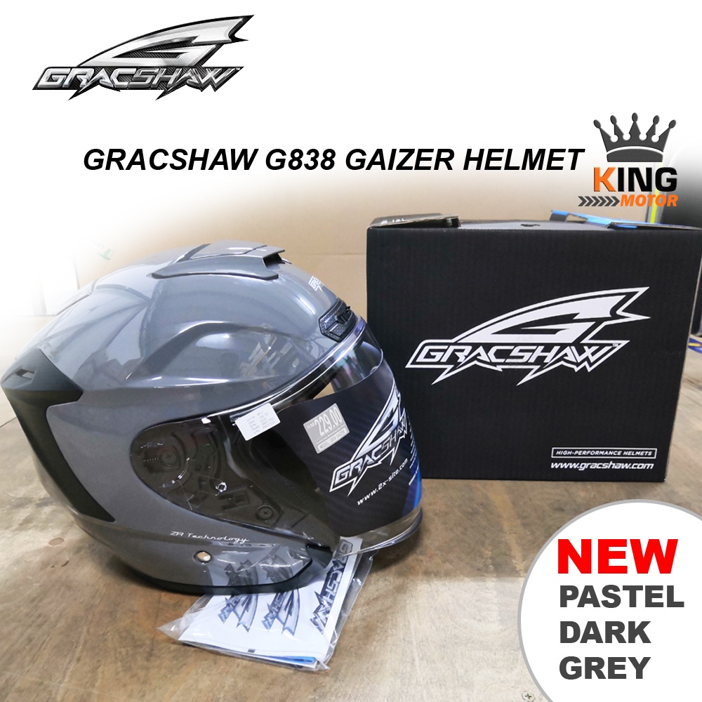 [NEW COLOR] GRACSHAW GAIZER G838 HELMET (PASTEL DARK GREY) | Shopee ...