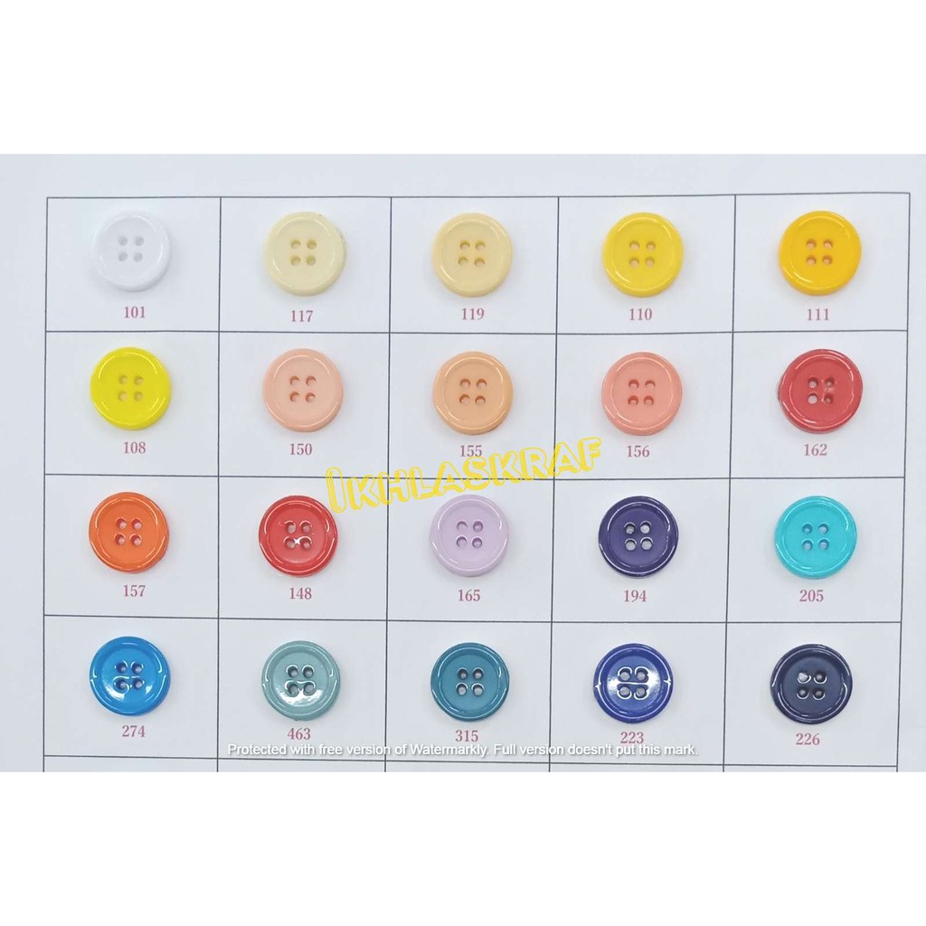 ( Butang-163 A) 22L / 14mm Butang bulat 4 lubang , 12 biji / paket ...