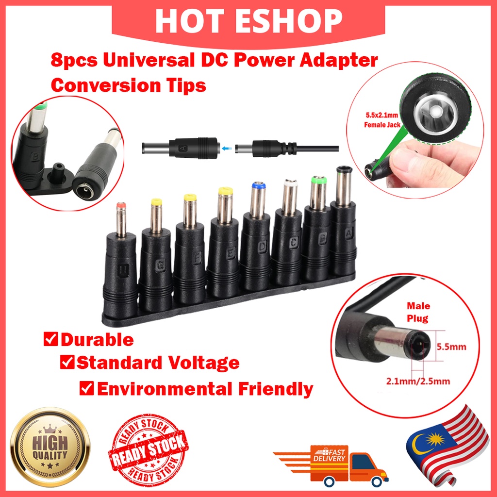 Universal Laptop DC Power Supply Adapter Connector Plug AC DC Jack ...