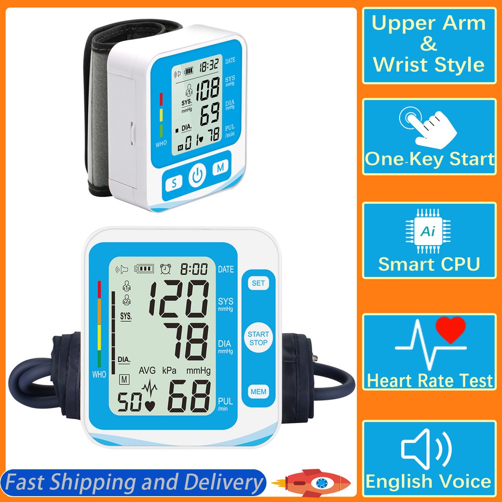 Upper arm Cuff Wrist Blood Pressure Monitor Digital Upper arm Blood ...