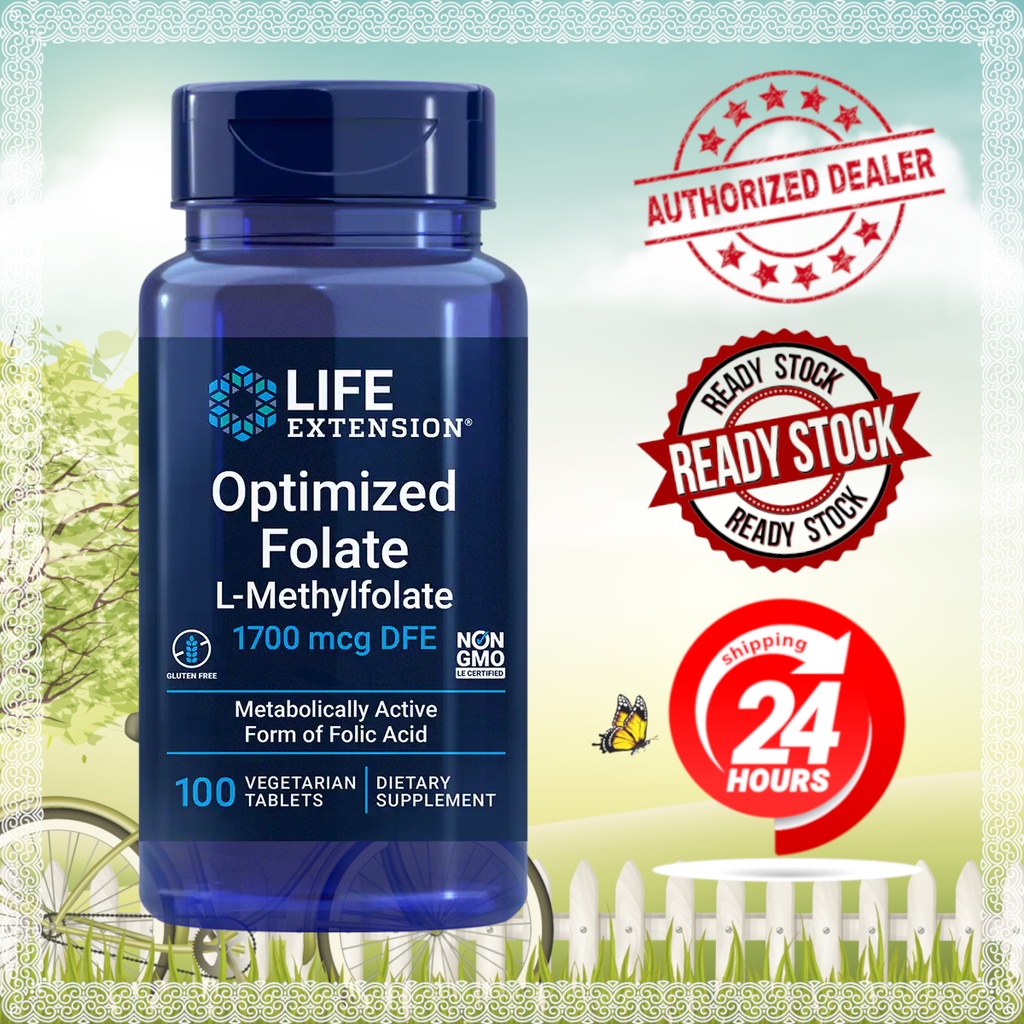 Life Extension Optimized Folate 1700 mcg 100 Vegetarian Tablets ...