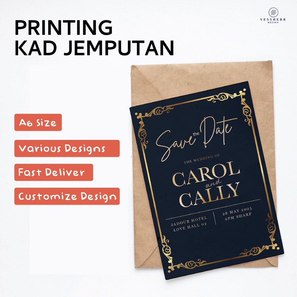 Kad Jemputan Invitation Wedding Card Printing Service A6 Size Custom ...