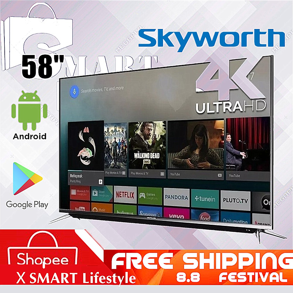 【FREE SHIPPING】 Skyworth 58inch Premium 4K UHD Android Smart LED TV ...