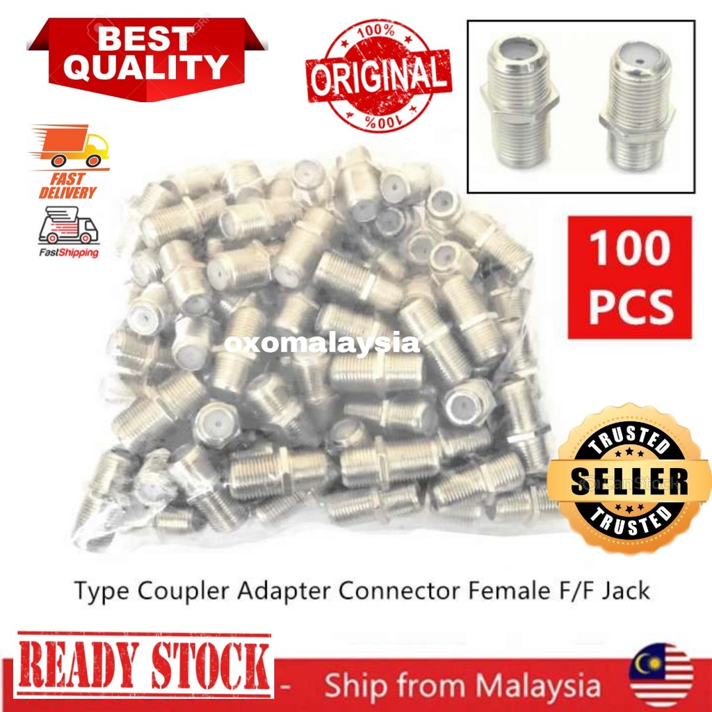 [100pcs] F Type Coupler Adapter Connector Female F/F Jack RG6 Coax ...