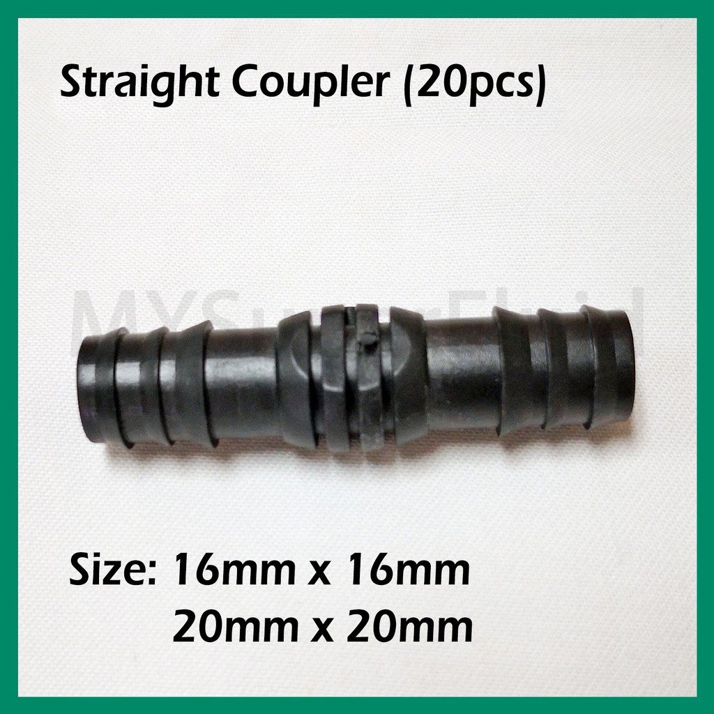 (20pcs) 16mm or 20mm Straight Coupler for Irrigation Water Piping LDPE ...