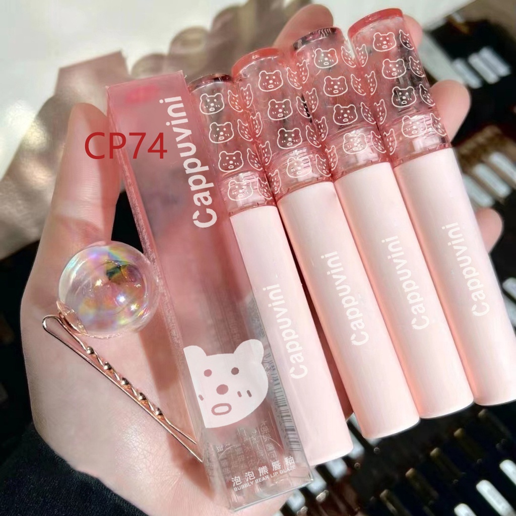 Cappuvini Bubble Lip Glaze Mirror Water Light Glass Korea Natural Nude ...