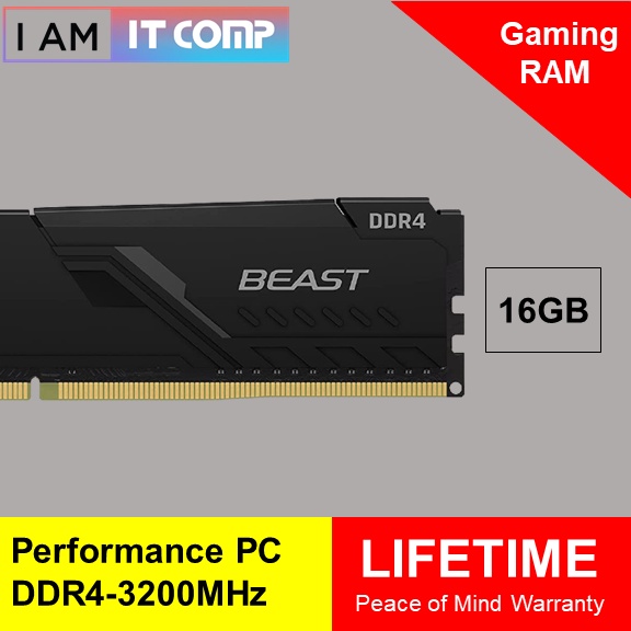 Kingston FURY Beast Black 16GB 3200MHz DDR4 CL16 1GX8 DIMM PC RAM ( KF432C16BB1/16) - Desktop ...