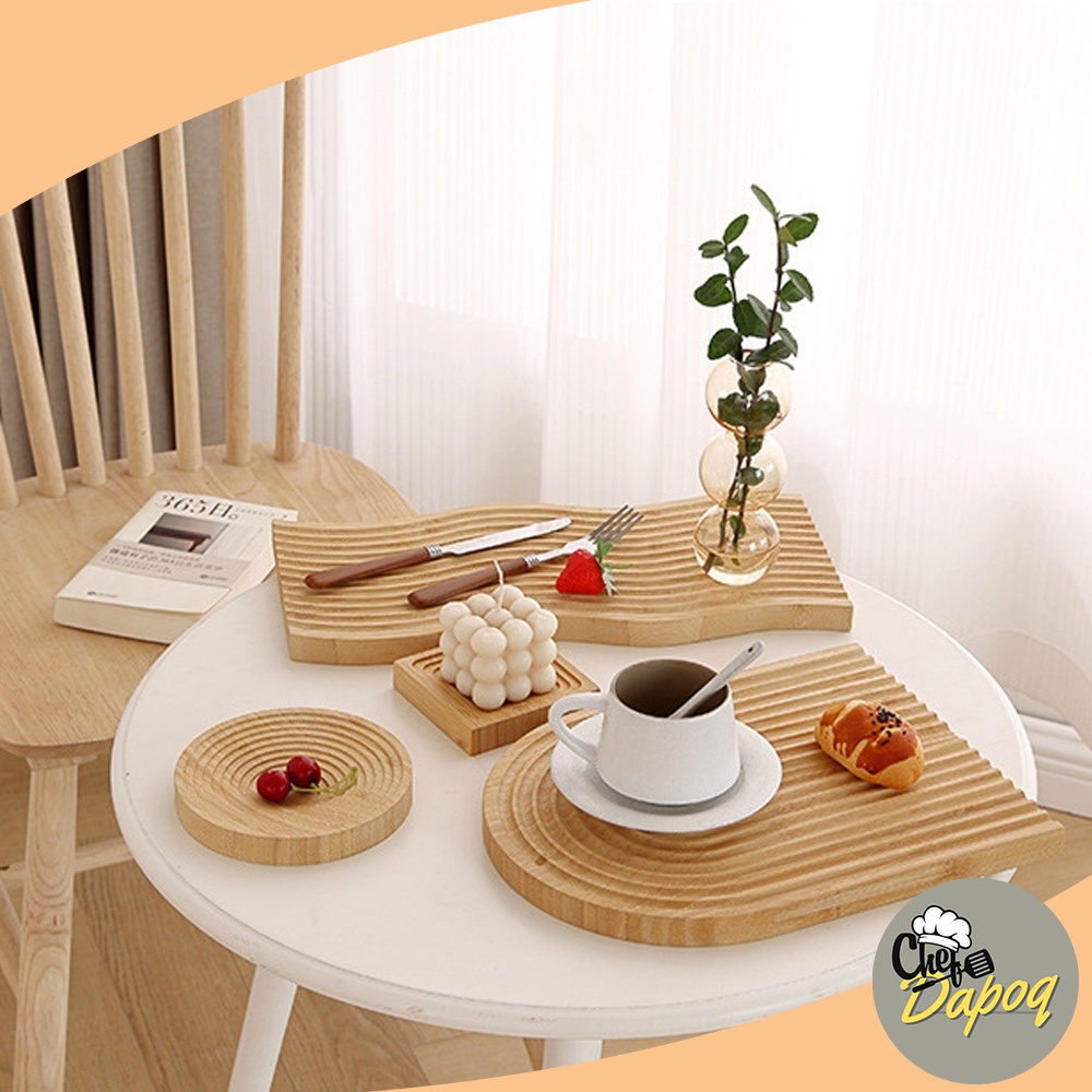 [DC] Wooden Wave Bread Tray Serving Modern Nordic Style Storage Home ...
