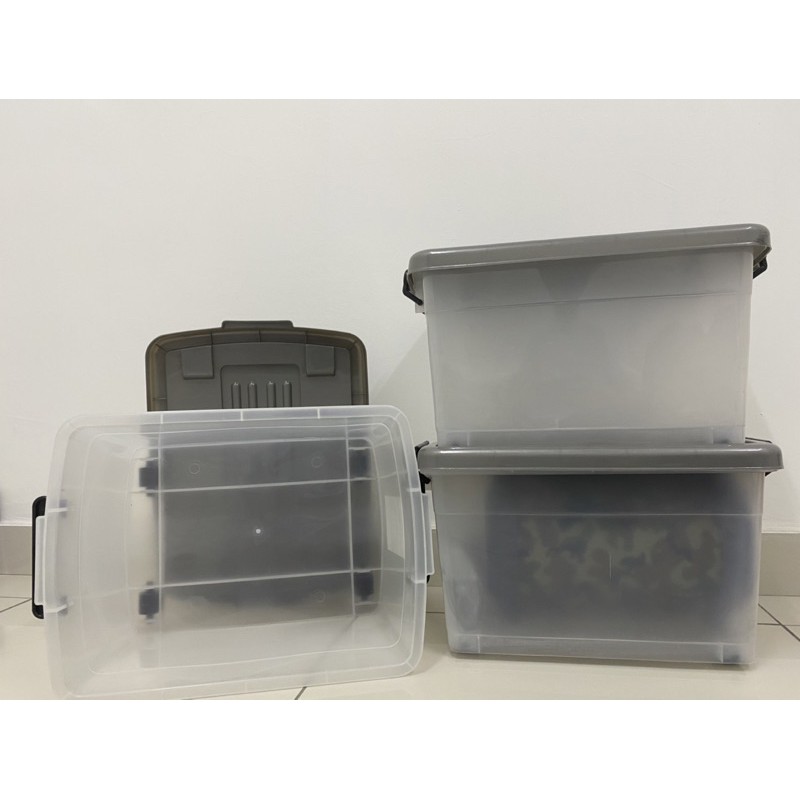 Transparent Plastic Storage Box 25L Big Capacity Stackable Storage ...