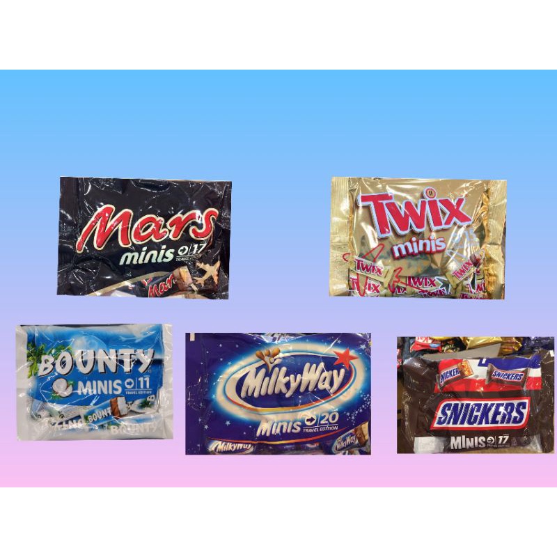 Chocolate Snickers, Mars,Twix, Bounty, Milkyway Minis 333g | Shopee ...