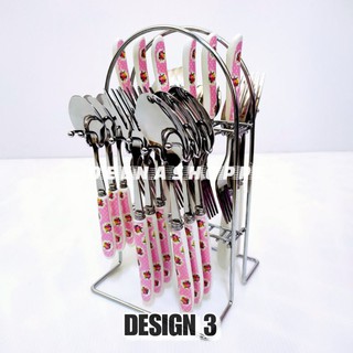 SET SUDU GARPU PEMEGANG PORCELAIN / FORK AND SPOON CUTLERY SET | Shopee ...